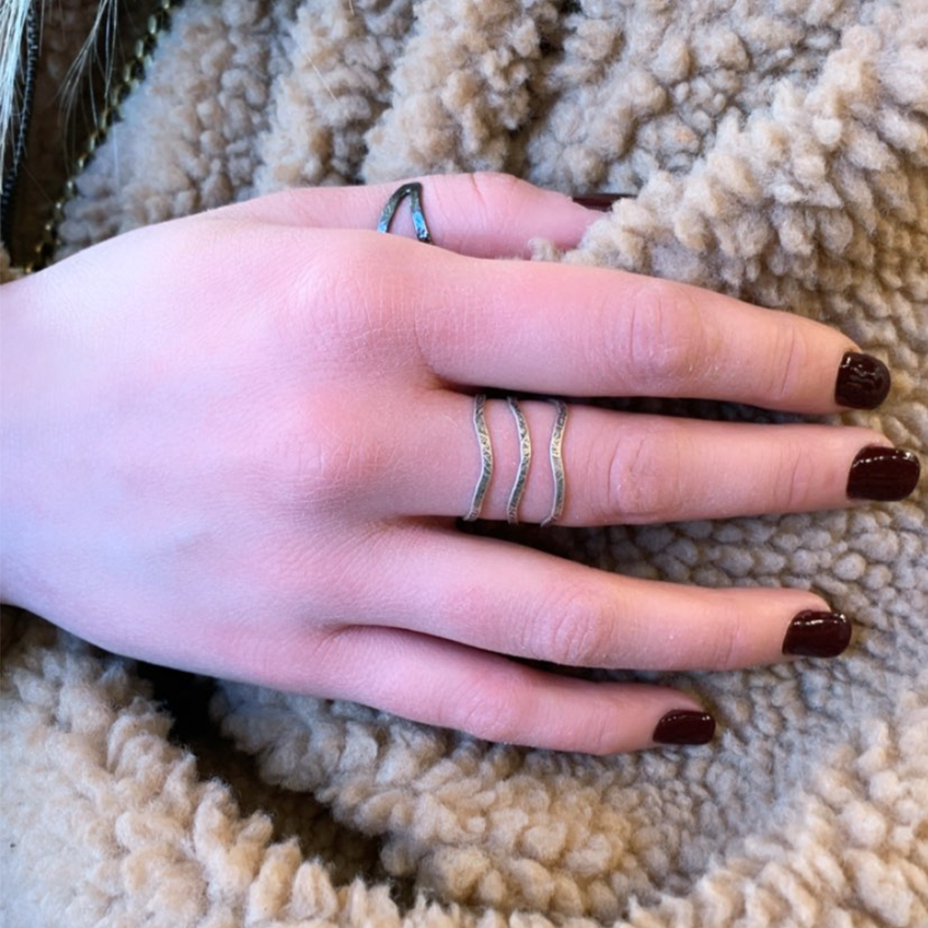 Cali Textured Multi Band Ring with 18K Gold | By Aris